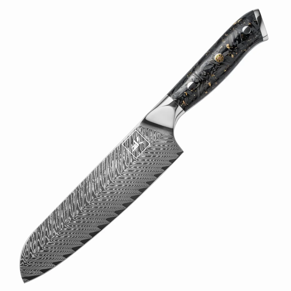 "OBSIDIAN" Santoku Chefmesser Damastmesser mit 67 Lagen 17,5 cm lange ...